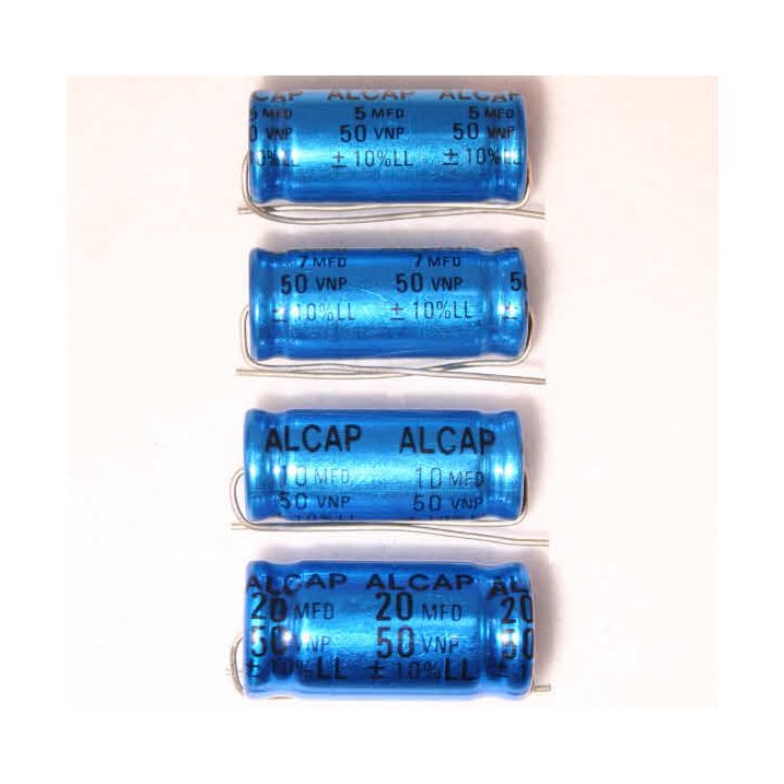 Alcap 25.00uF 50V DC Low Loss Electrolytic Capacitor non-polarised series from Falcon Acoustics ...